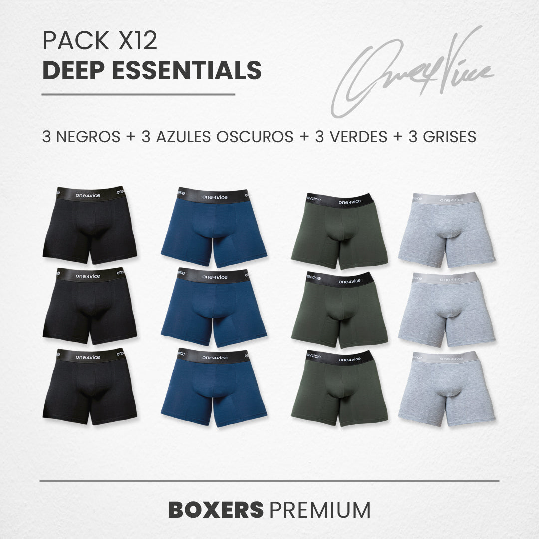 PACK X12 BOXER HOMBRE - DEEP ESSENTIALS - ONE4VICE – one4vice